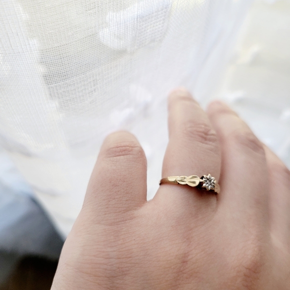 Jewelry | Vintage Solid 9k 9ct 375 Gold Gypsy Star Diamond Ring Size 65 ...
